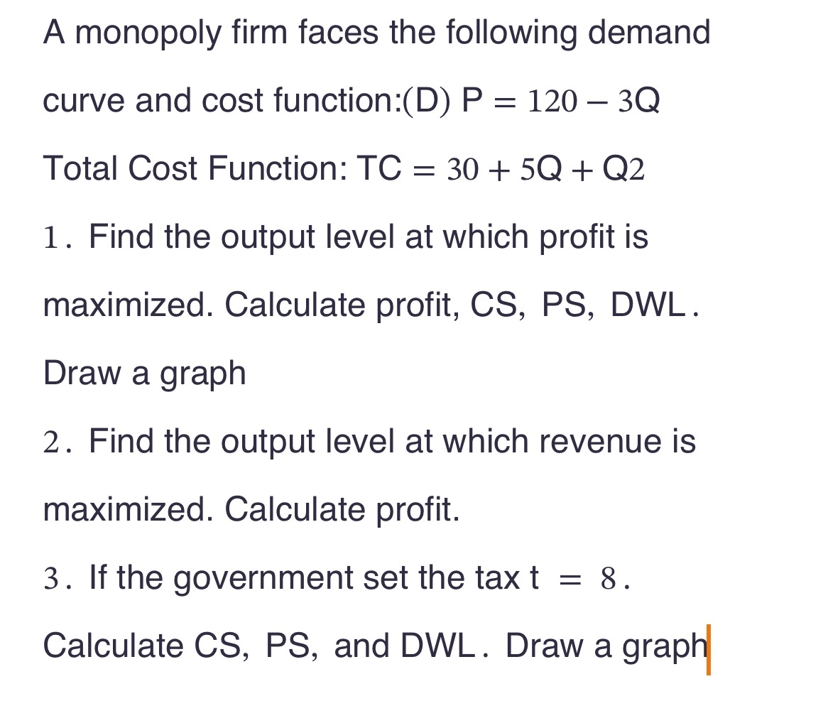 Solved A monopoly firm faces the following demand curve and | Chegg.com
