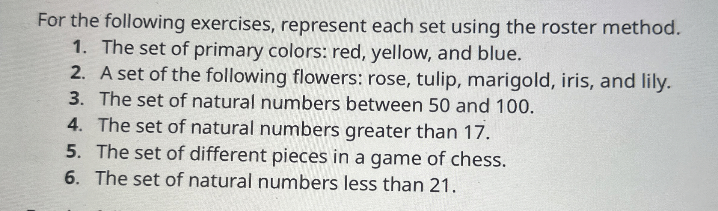 Solved For the following exercises, represent each set using | Chegg.com