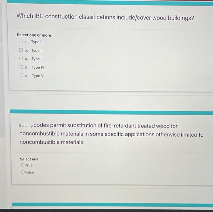 Solved Which IBC construction classifications include/cover | Chegg.com