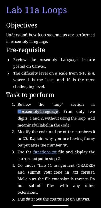 Lab 11a Loops Objectives Understand how loop | Chegg.com