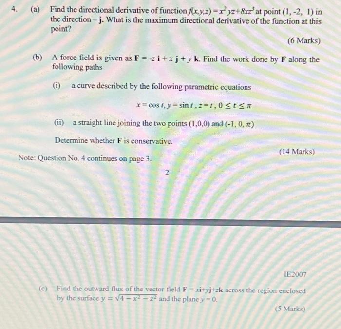 Solved (a) Find the directional derivative of function | Chegg.com