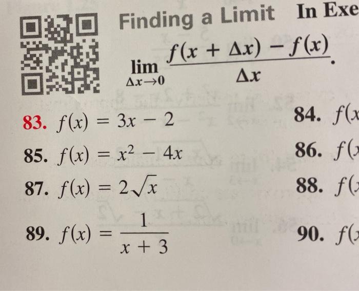 Solved Finding a Limit In Exe f(x + Ax) - f(x) lim Δx Ax>0 | Chegg.com
