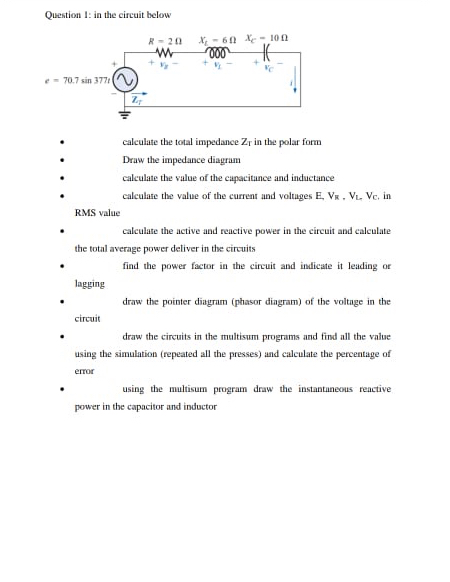 Solved Question 1: in the circuit belowcalculate the total | Chegg.com