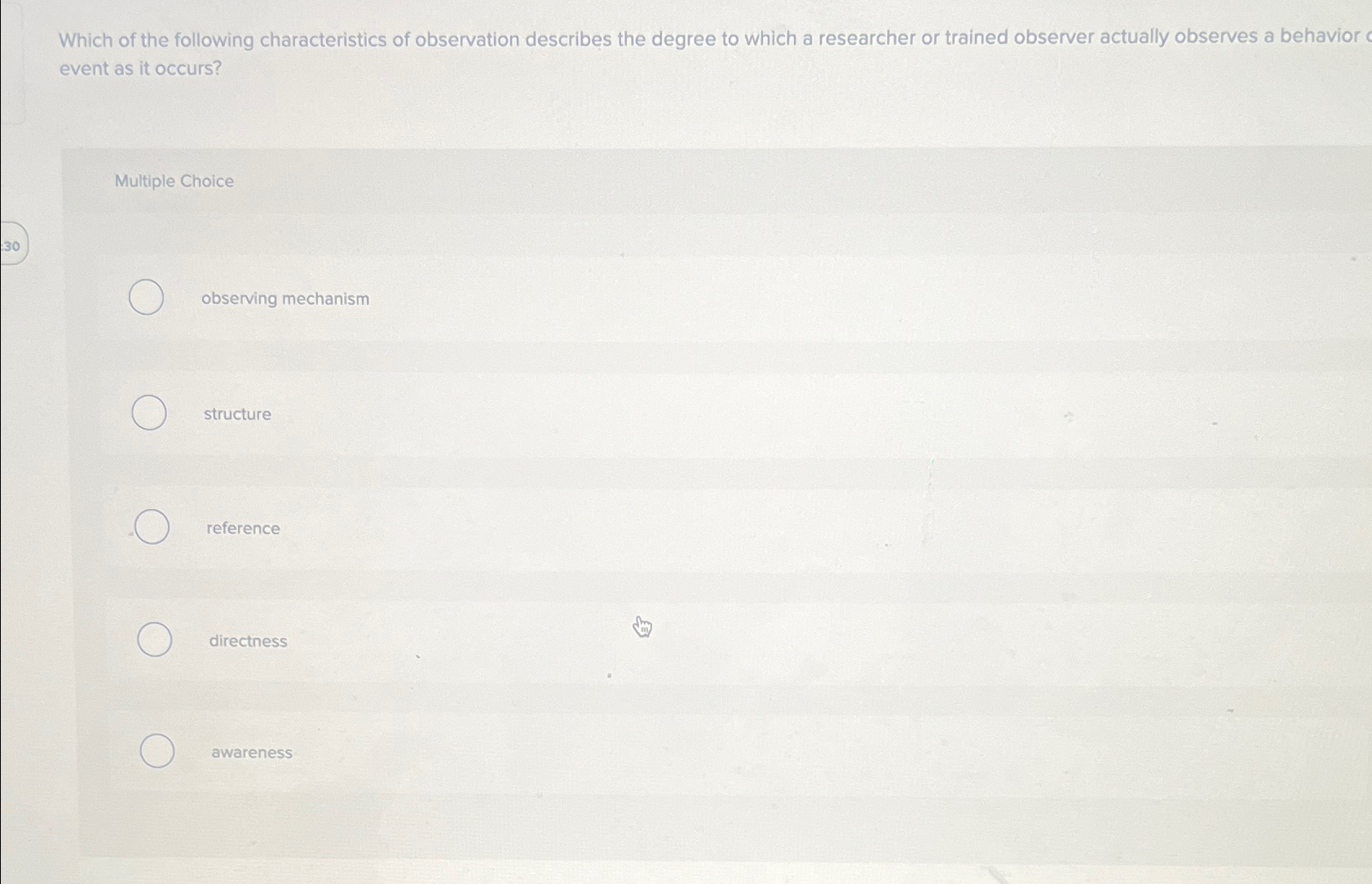 Solved Which of the following characteristics of observation | Chegg.com
