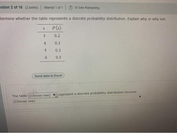 Solved estion 2 of 16 (2 points) Attempt 1 of 1 | o 1h 54m | Chegg.com Solved estion 2 of 16 (2 points) Attempt 1 of 1 | o 1h 54m | Chegg.com