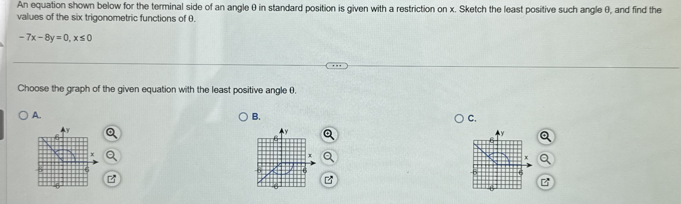Solved An equation shown below for the terminal side of an | Chegg.com