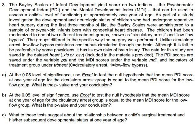 Solved 3. The Bayley Scales of Infant Development yield | Chegg.com