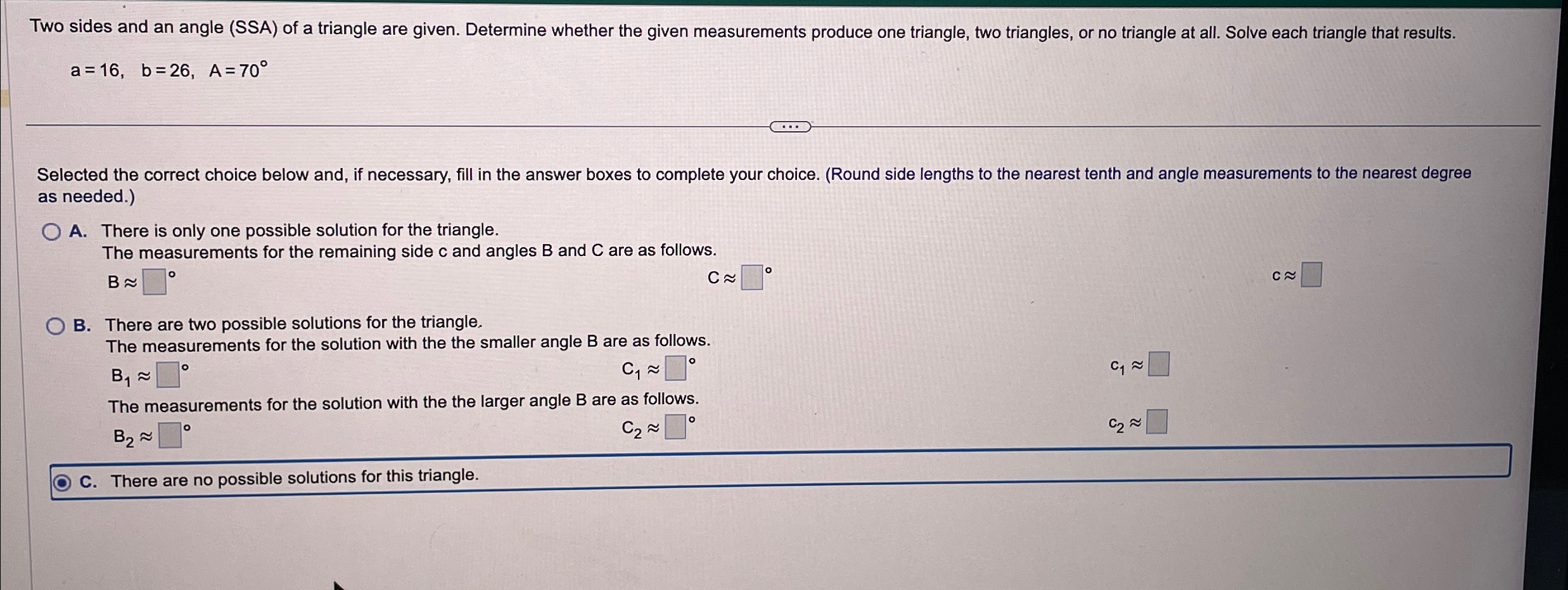 Solved Two sides and an angle (SSA) ﻿of a triangle are | Chegg.com