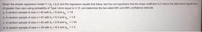 Solved Given the simple regression model Y = Bo+B,X and the | Chegg.com