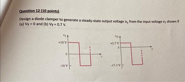 Solved Design a diode clamper to generate a steady-state | Chegg.com