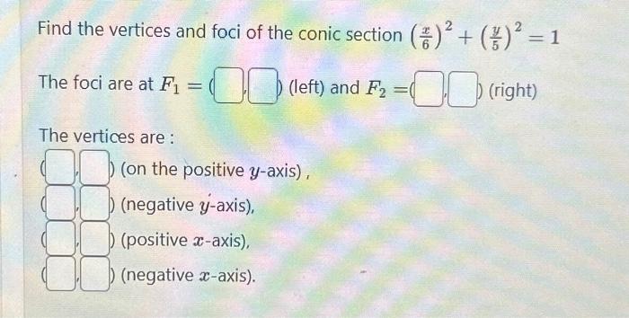 Solved 2 Find the vertices and foci of the conic section | Chegg.com
