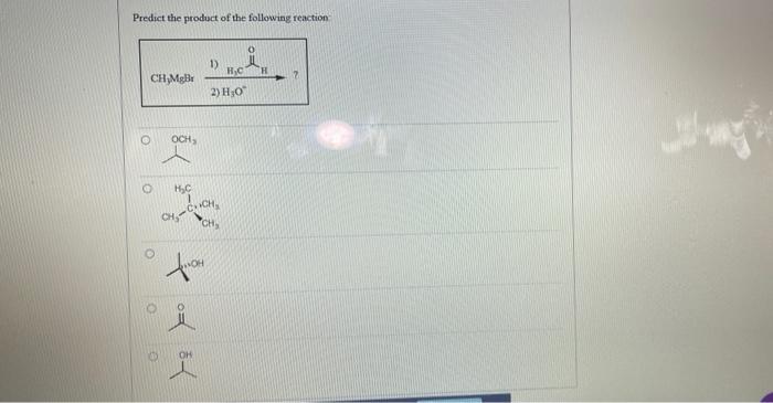 Solved Predict the product of the following reaction 1) HC | Chegg.com