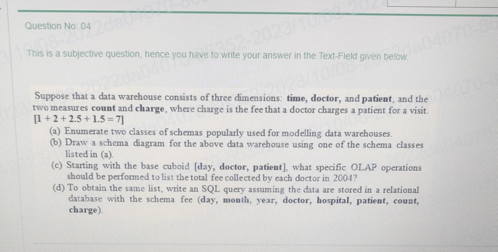 Solved Suppose that a data warehouse consists of three | Chegg.com