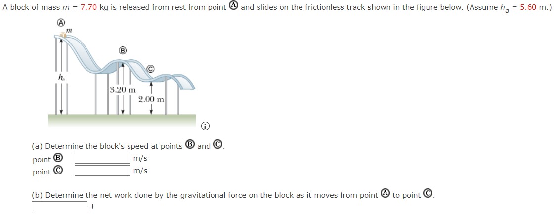 Solved A block of mass m=7.70kg ﻿is released from rest from | Chegg.com