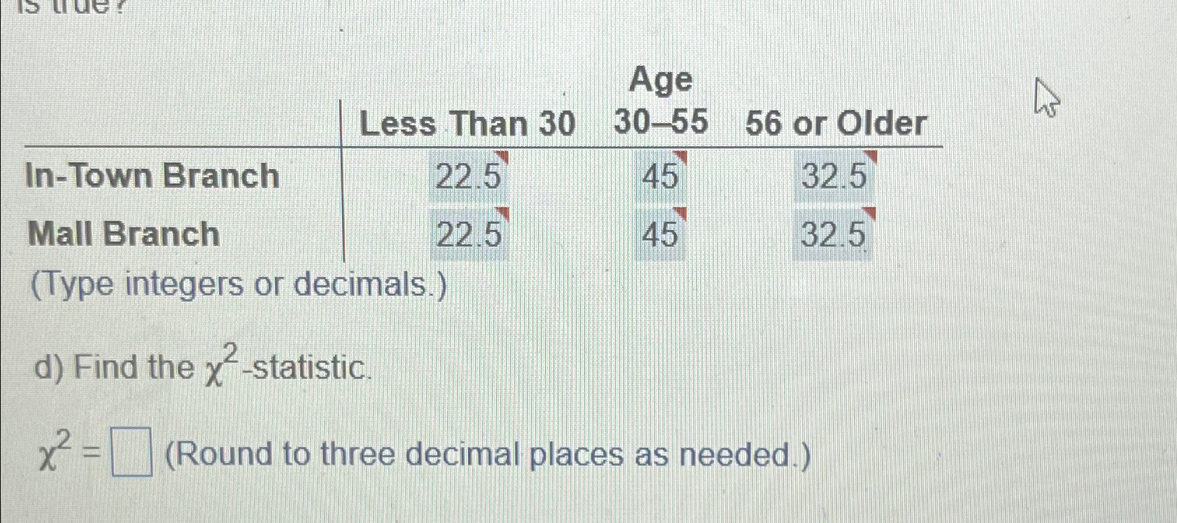 Solved \table[[,Age],[,Less Than 30,30-55,56 ﻿or | Chegg.com