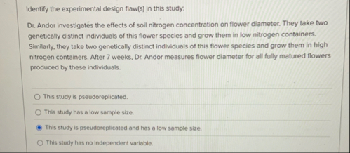 Solved Identify the experimental design flaw(s) ﻿in this | Chegg.com