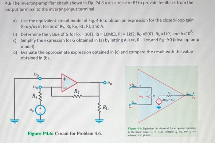 Solved 4.6 The inverting-amplifier circuit shown in Fig. | Chegg.com