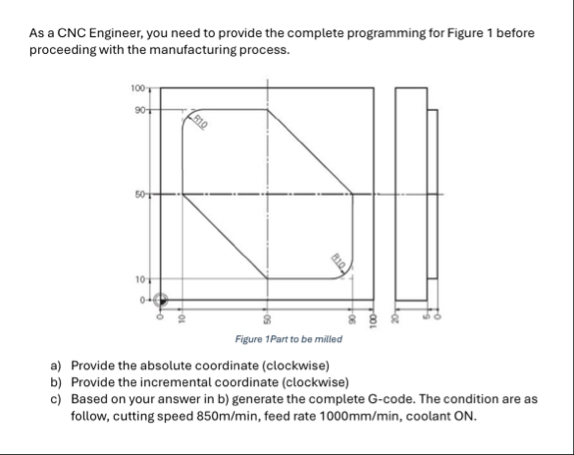 Solved As a CNC Engineer, you need to provide the complete | Chegg.com