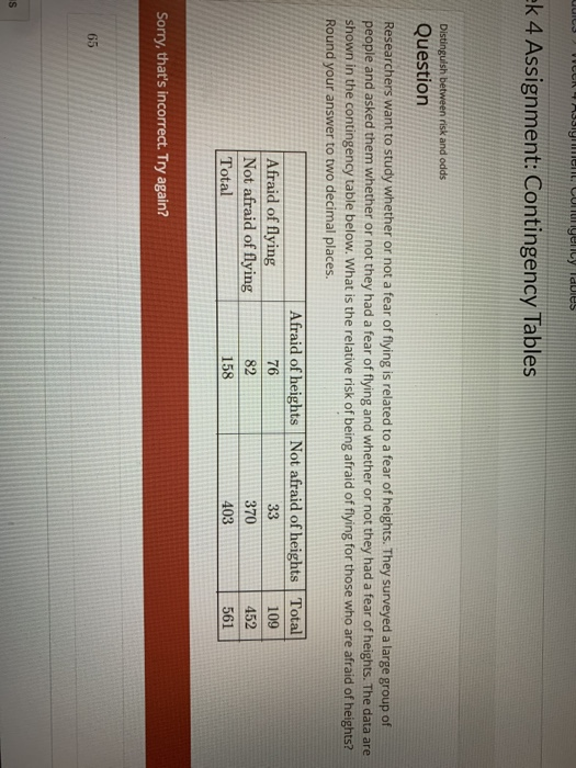 Solved L. Con gency Tables ek 4 Assignment: Contingency | Chegg.com