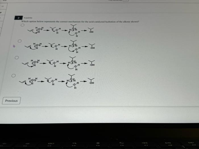 Solved 7 2 O Previous 4 points Which option below represents | Chegg.com