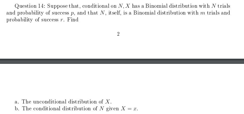 Solved Question 14: Suppose that, conditional on N,x ﻿has a | Chegg.com