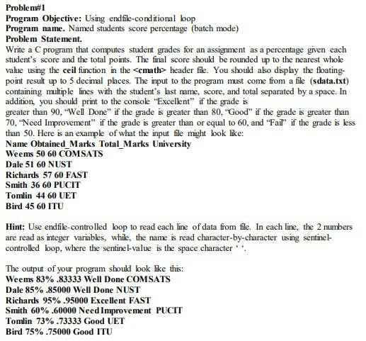 Solved Problem#1 Program Objective: Using | Chegg.com