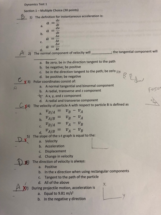Solved Dynamics Test 1 Section 1 - Multiple Choice (30 | Chegg.com Solved Dynamics Test 1 Section 1 - Multiple Choice (30 | Chegg.com