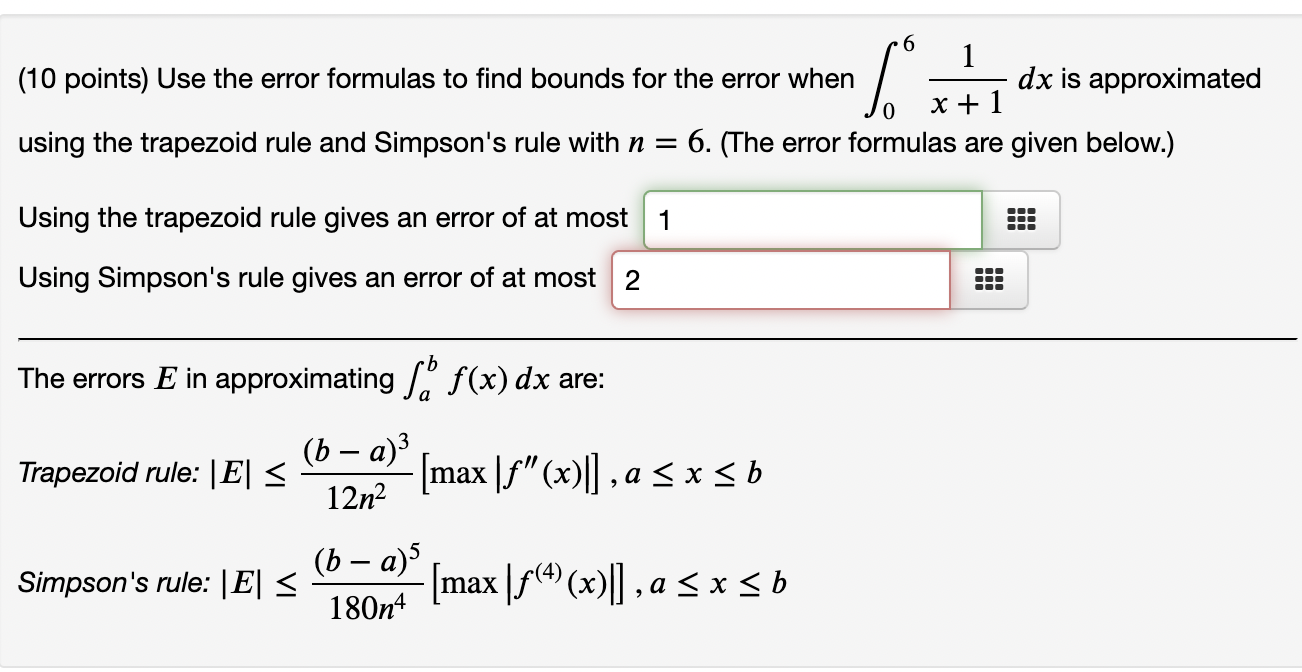 Solved The errors E ﻿in approximating ∫abf(x)dx | Chegg.com