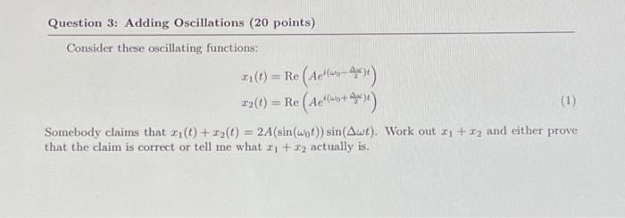 Solved Consider these oscillating functions: | Chegg.com