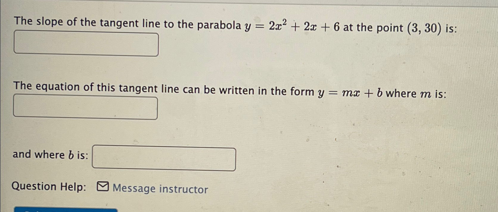 Solved The slope of the tangent line to the parabola | Chegg.com