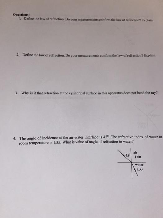 Solved PHY-1011 Nane: A# Date: Experiment #08: Optics- | Chegg.com