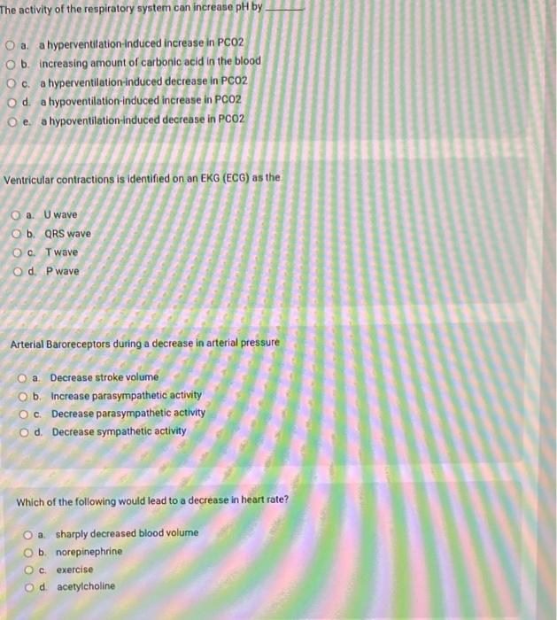 Solved The activity of the respiratory system can increase | Chegg.com