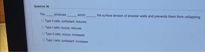 Solved The produces which the surface tension of alveolar | Chegg.com