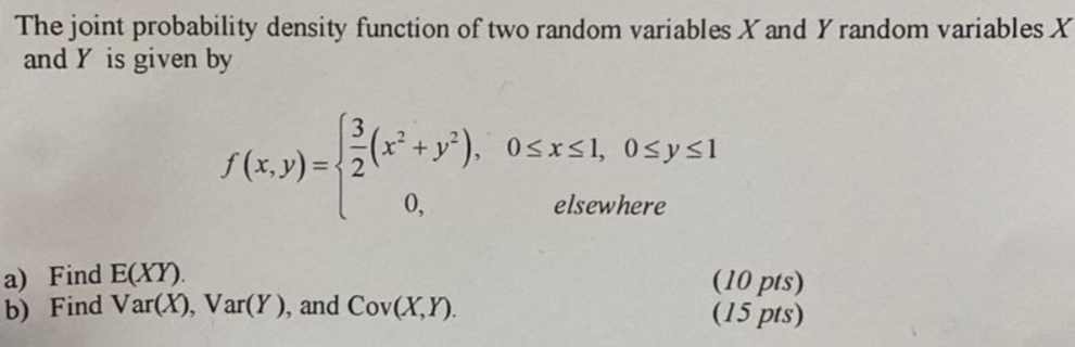 Solved The joint probability density function of two random | Chegg.com