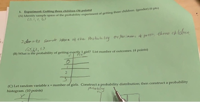 Solved 1. Experiment: Getting three children (36 points) (A) | Chegg.com