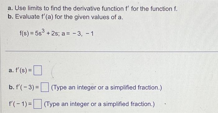 Solved a. Use limits to find the derivative function f′ for | Chegg.com