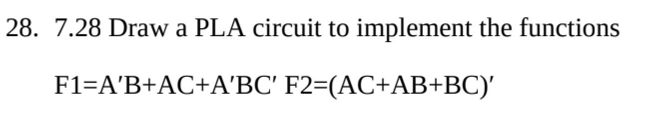 Solved 7.28 ﻿Draw a PLA circuit to implement the | Chegg.com