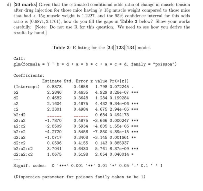 Solved d) (20 marks] Given that the estimated conditional | Chegg.com