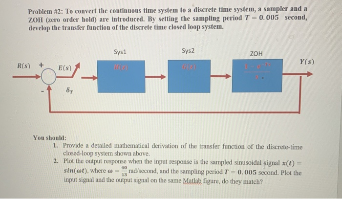 Problem #2: To convert the continuous time system to | Chegg.com