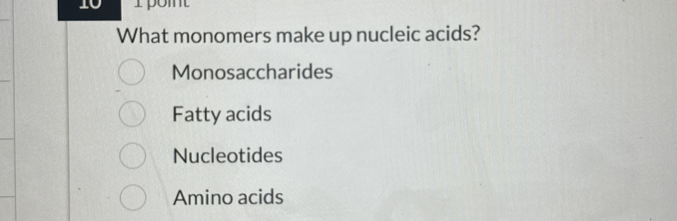 Solved What monomers make up nucleic | Chegg.com
