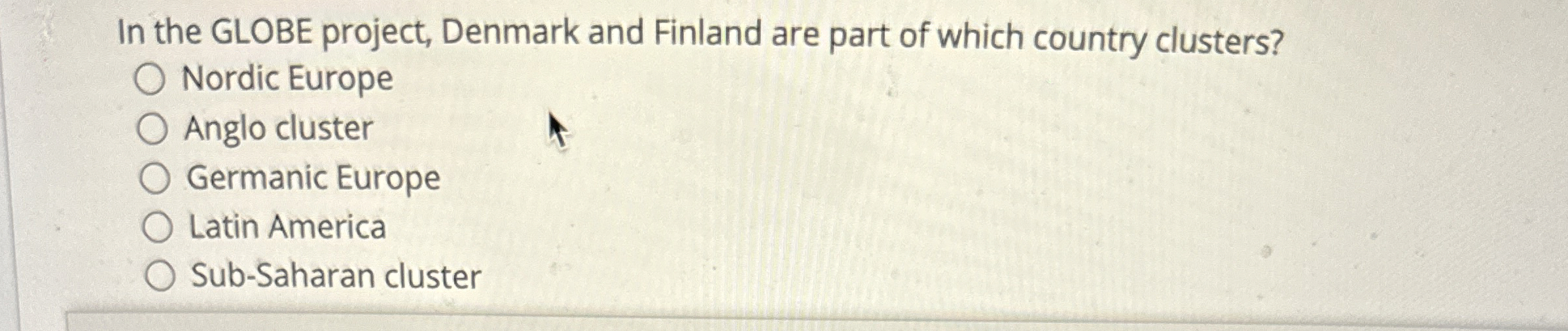 Solved In the GLOBE project, Denmark and Finland are part of | Chegg.com