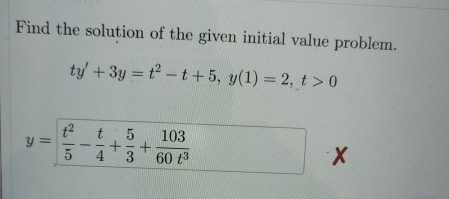 Solved Find the solution of the given initial value | Chegg.com