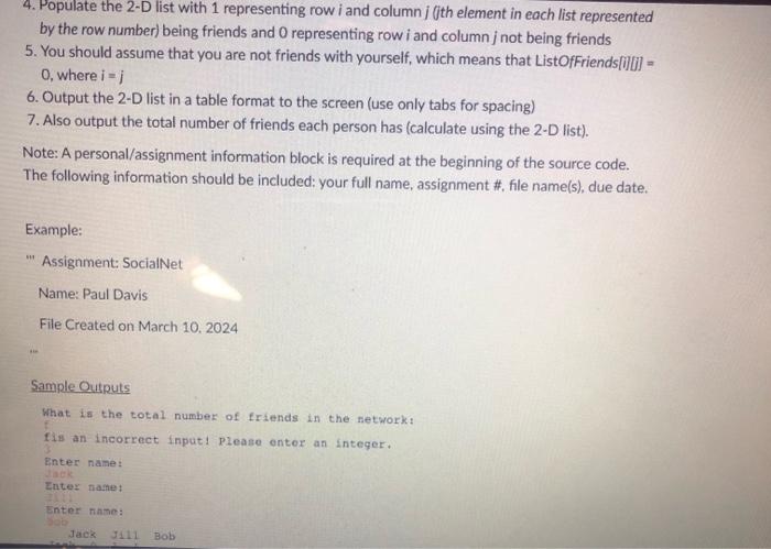 Solved String Methods, for-loop, 2-D list Problem | Chegg.com