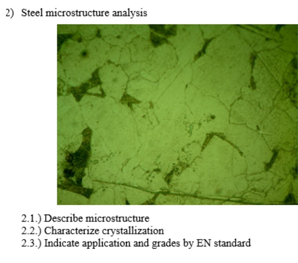 Solved 2) Steel microstructure analysis 2.1.) Describe | Chegg.com