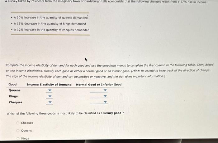 Solved Compute the income elasticity of demand for each good | Chegg.com