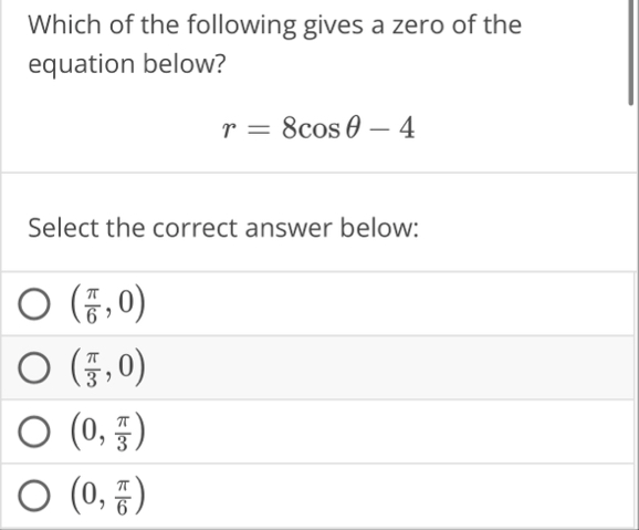 Solved Which of the following gives a zero of the equation | Chegg.com