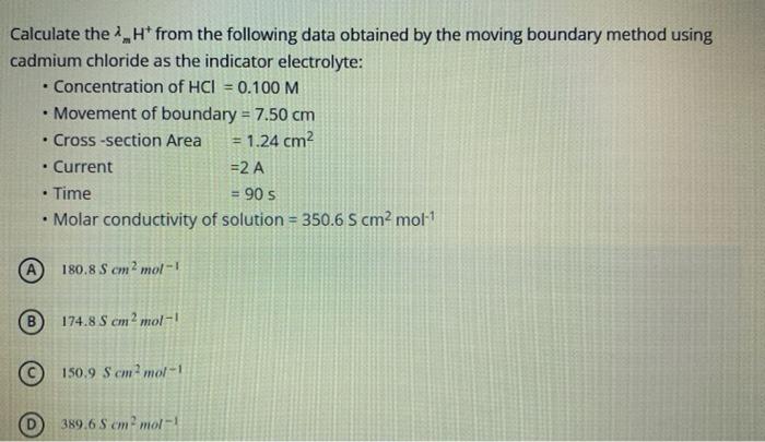 Solved Calculate the H* from the following data obtained by | Chegg.com