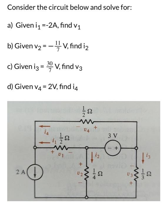 Solved Consider the circuit below and solve for: a) Given i₁ | Chegg.com