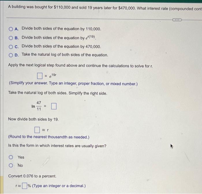 Solved To find the interest rate eamed on this investnent, | Chegg.com