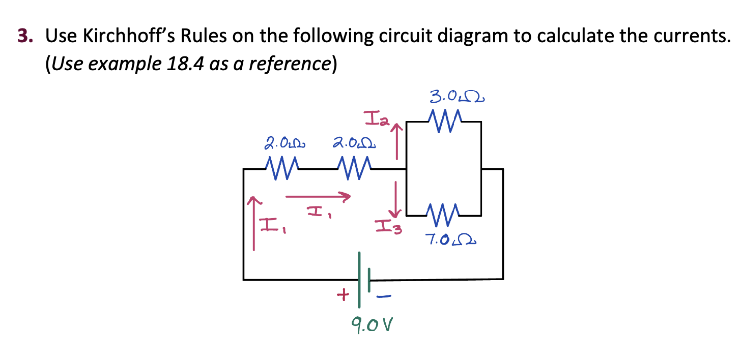 Solved Use Kirchhoff's Rules on the following circuit | Chegg.com
